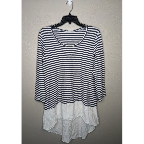 cut loose | Tops | Cut Loose Womens Medium Blue White Striped Linen ...